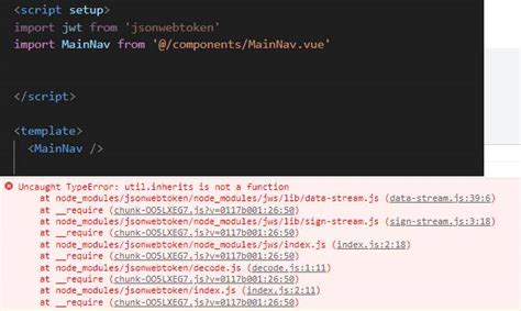 Vue Js Showing Util Inherits Is Not A Function While Importing Jwt In