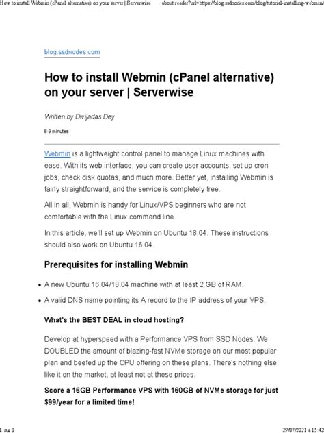 How To Install Webmin Cpanel Alternative On Your Server Serverwise Pdf Proxy Server