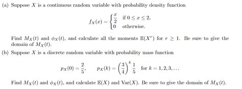Solved A Suppose X Is A Continuous Random Variable With Chegg