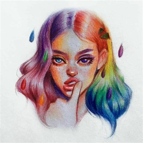 Девушка рисунок цветной