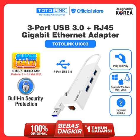 Jual Totolink Usb To Rj45 Ethernet Adapter Usb To Lan Adaptor U100 U1000 U1003 Cable Shopee