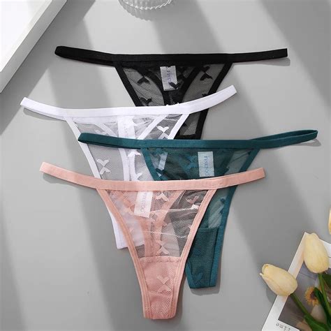 Женские трусики-стринги с заниженной талией, однотонные | AliExpress