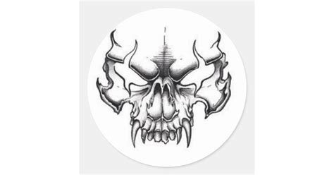 Evil Skull Classic Round Sticker Zazzle