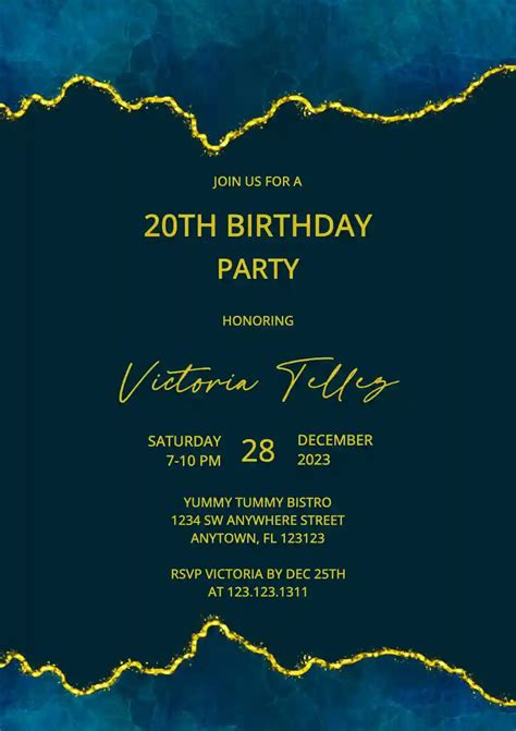 크리스탈 생일 템플릿 성인 생일 초대장 템플릿 Invitanku