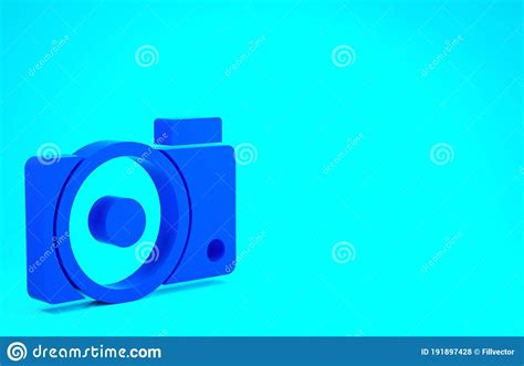 蓝色背景中突显的蓝色相机图标 Foto — 照相机图标 极简概念3d插图3d渲染 库存例证 插画 包括有 按钮 对象 191897428