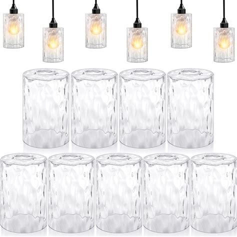 Retisee 8 Pcs Clear Seeded Glass Shade Cylinder Bubble Glass Lamp Shade