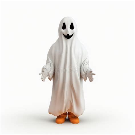 Detailed Ghost Costume With Orange Boot On White Background Stock Illustration Illustration Of