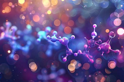 Colorful Molecular Structure With Bright Bokeh Lights Premium Ai Generated Image