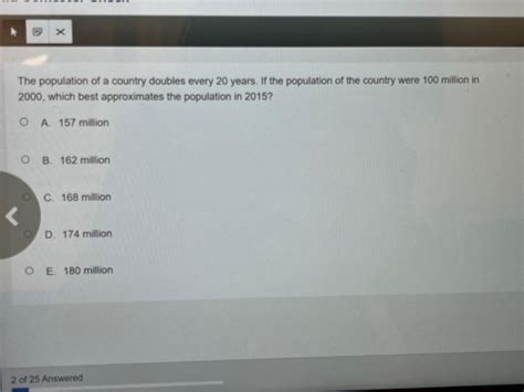 Solved The Population Of A Country Doubles Every 20 Years