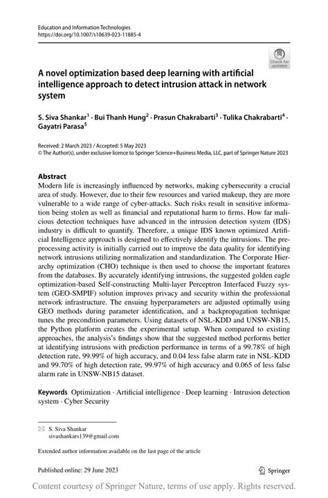 A Novel Optimization Based Deep Learning With Artificial Intelligence Approach To Detect