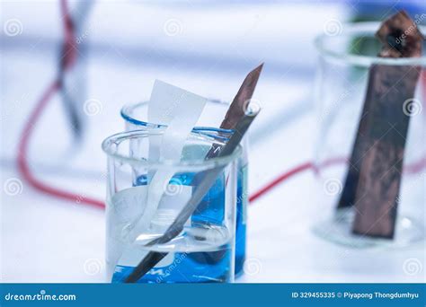 Electroplating Experiment In Chemistry Laboratory Stock Image Image Of Electrodes Science