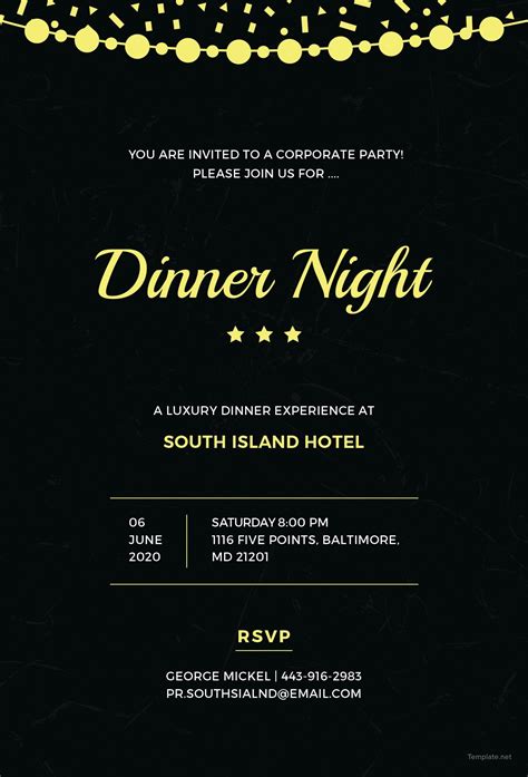 Dinner Invitation Template Free