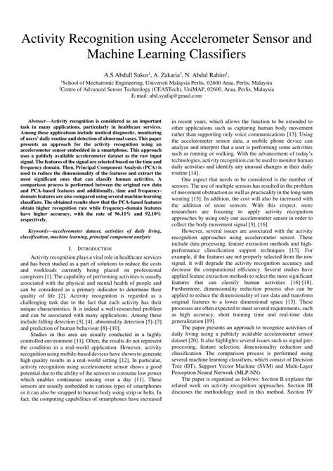 PDF Activity Recognition Using Accelerometer Sensor And Machine Learning Classifiers