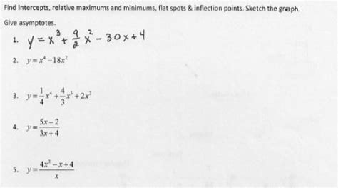 Solved Find Intercepts Relative Maximums And Minimums Flat Chegg