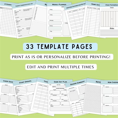 Editable Cheer Planner Digital Cheer Planner Cheer Coach Planner Printable Cheer Binder