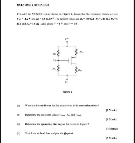 Solved QUESTION 2 20 MARKSI Consider The MOSFET Circuit Chegg