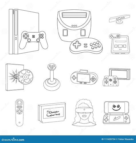 Game Console And Virtual Reality Outline Icons In Set Collection For Designgame Gadgets Vector
