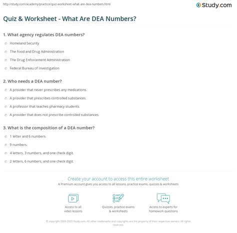 Quiz Worksheet What Are DEA Numbers Study Com