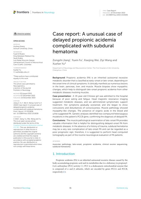 Pdf Case Report A Unusual Case Of Delayed Propionic Acidemia