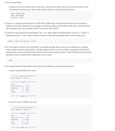 Solved 1 Title Comment Block I Create Your Source Code