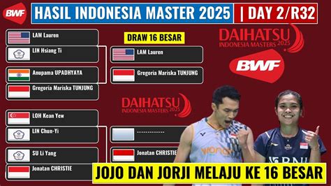 HASIL LENGKAP INDONESIA MASTER 2025 HARI INI DAY2 Jojo Jorji Menang