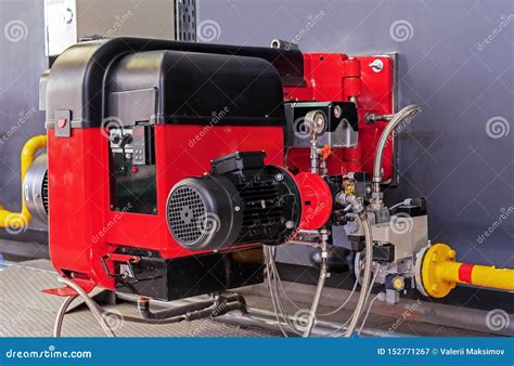 Gas Equipment At The Modern Boiler Room Gas Burner With Modulating Control For The Combustion