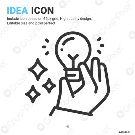 Idea Icon Vector With Outline Style Isolated On White Background Stock Vector 4397961 Crushpixel