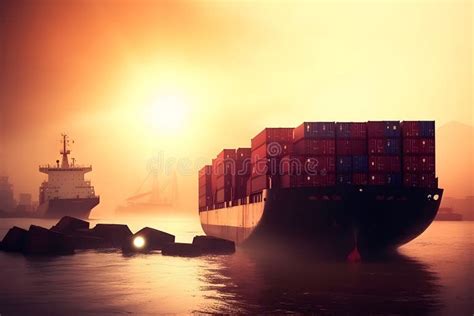 International Container Cargo Ship In The Ocean Neural Network Ai