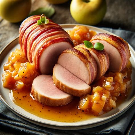Bacon Wrapped Pork Tenderloin With Apple Chutney Turbokitchen