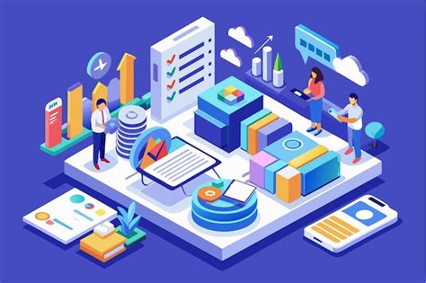 A Vibrant Illustration Depicting People Working On A Customizable