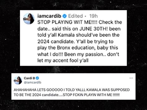 Cardi B Posts Receipts Predicting Kamala Harris Presidential Nomination
