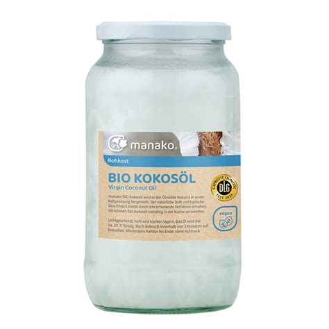 manako BIO Kokosöl Kokosfett nativ kaltgepresst 900 ml Glas 649