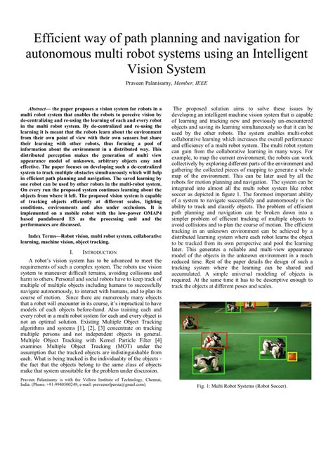 PDF Efficient Way Of Path Planning And Navigation For Autonomous Multi Robot Systems Using An