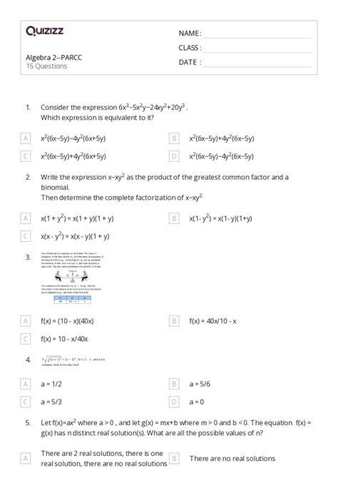 Algebra Worksheets For Th Class On Quizizz Free Printable
