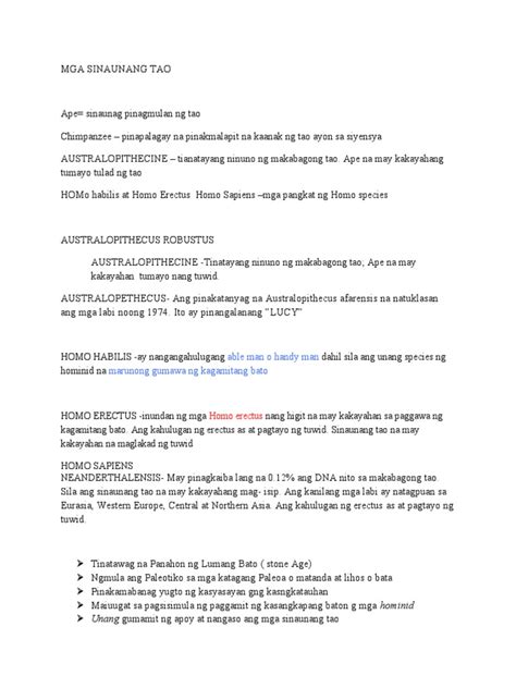 Mga Sinaunang Tao Pdf