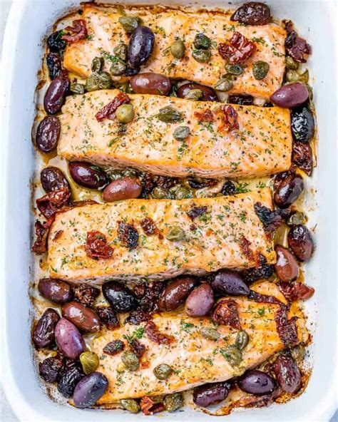 Easy Mediterranean Baked Salmon Healthy Fitness Meals