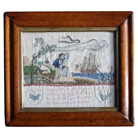 19th C Large Folk Art Maritime Sailors Shell Valentine Souvenir Love