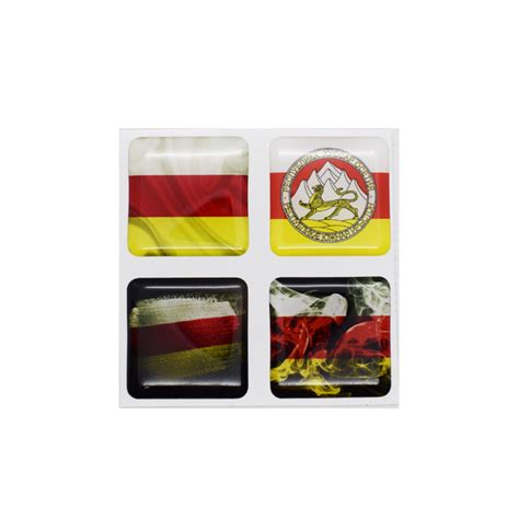 3д стикеры на телефон Наклейки на телефон 3d флаг и герб Осетии Набор 4 шт Размер 3х3 см