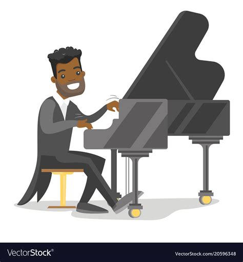 Young African American Man Playing Piano Vector Image