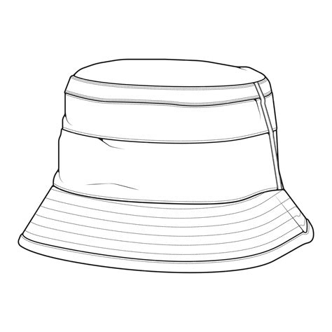 Premium Vector Bucket Hat Outline Drawing Vector Bucket Hat In A