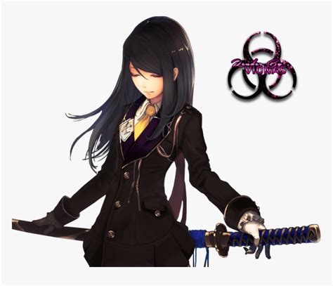 Anime Girl Sword Black Hair