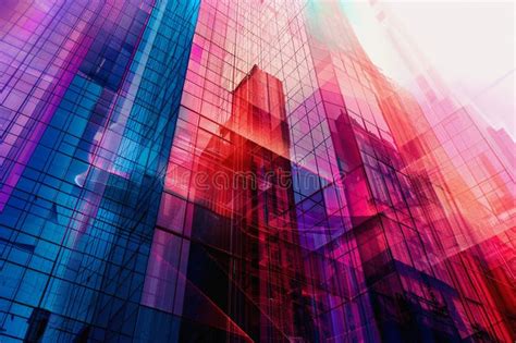 The Art Deco Style Abstract Building Undergoes A Vertical Glitch Effect