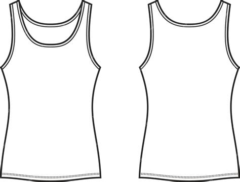 Regata Feminina Frente E Costas Ilustração Em Vetor Cad De Moda Vetor
