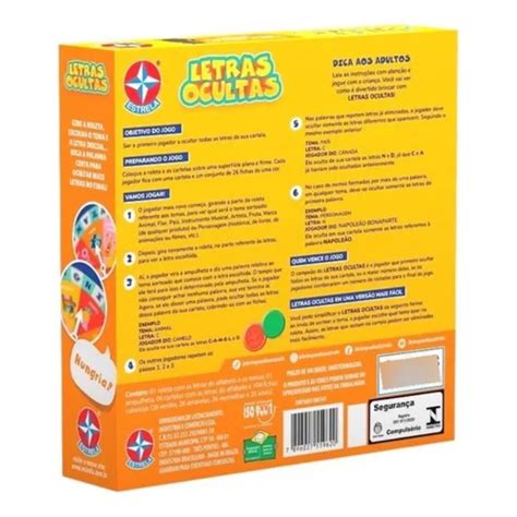 Jogo De Tabuleiro Letras Ocultas Jogos De Mesa Infantil