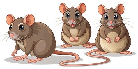 Cute Brown Rat Various Poses Cartoon Vector Illustration Premium Ai Generated Image