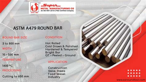 ASTM A479 Round Bar Stainless Steel A479 Rod Physical Properties