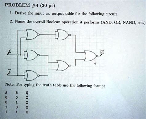 Problem 4 20 Pt 1 Derive The Input Vs Output Table For The