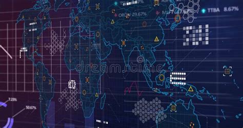 World Map With Data Points And Graphs Global Data Analysis Animation Stock Video Video Of