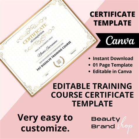 Editable Certificate Of Completion Printable Fat Dissolve Course