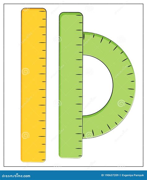 Vector Color Ruler Instruments Icon Flat Vector Illustration Of Straight Ruler And Protractor